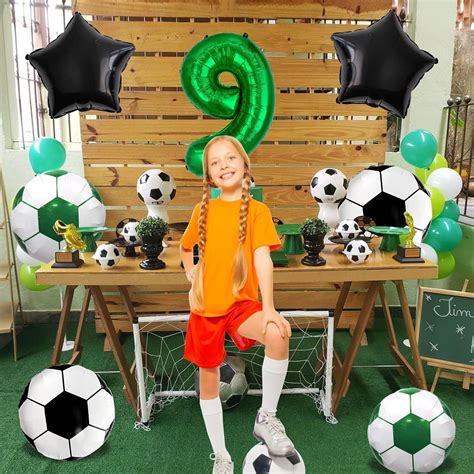 Decoraciones para fiestas de fútbol globos de papel de aluminio número