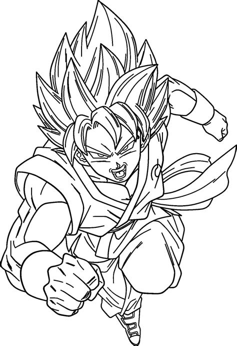 Divertido Goku Ssj Ataque Para Colorear Imprimir E Dibujar