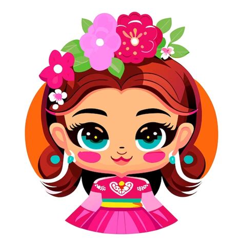 Adesivo De Princesa Linda Personagem De Desenho Animado Vetor Premium