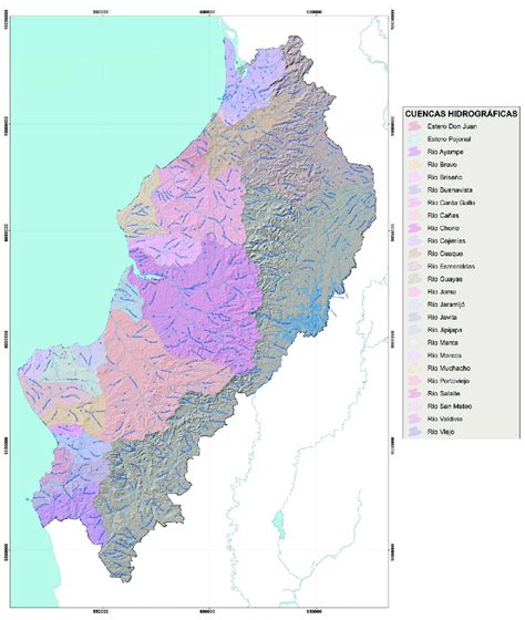 Mapa De Cuencas Hidrogr Ficas De La Provincia De Manab Ecuador