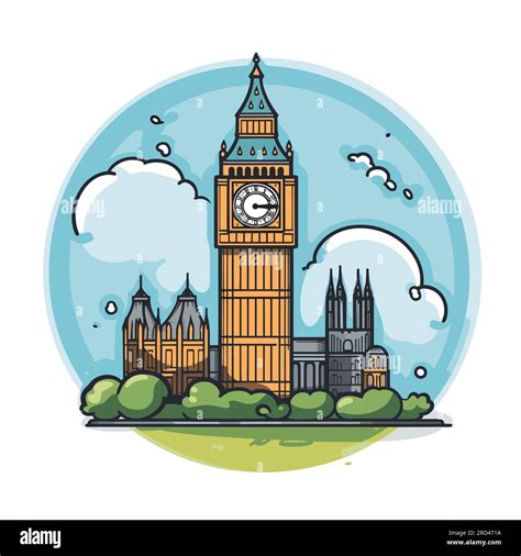 Big Ben Big Ben Hand Drawn Comic Illustration Vector Doodle Style