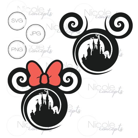 Mickey Head Swirl Castle Minnie Logo Digital File SVG Cut File PNG And