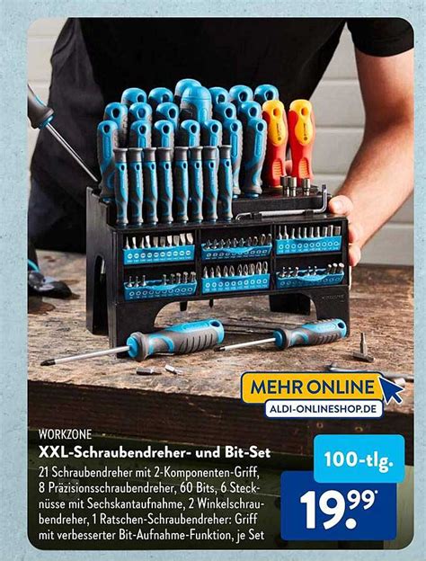 Workzone XXL schraubendreher Und Bit set Angebot bei ALDI SÜD