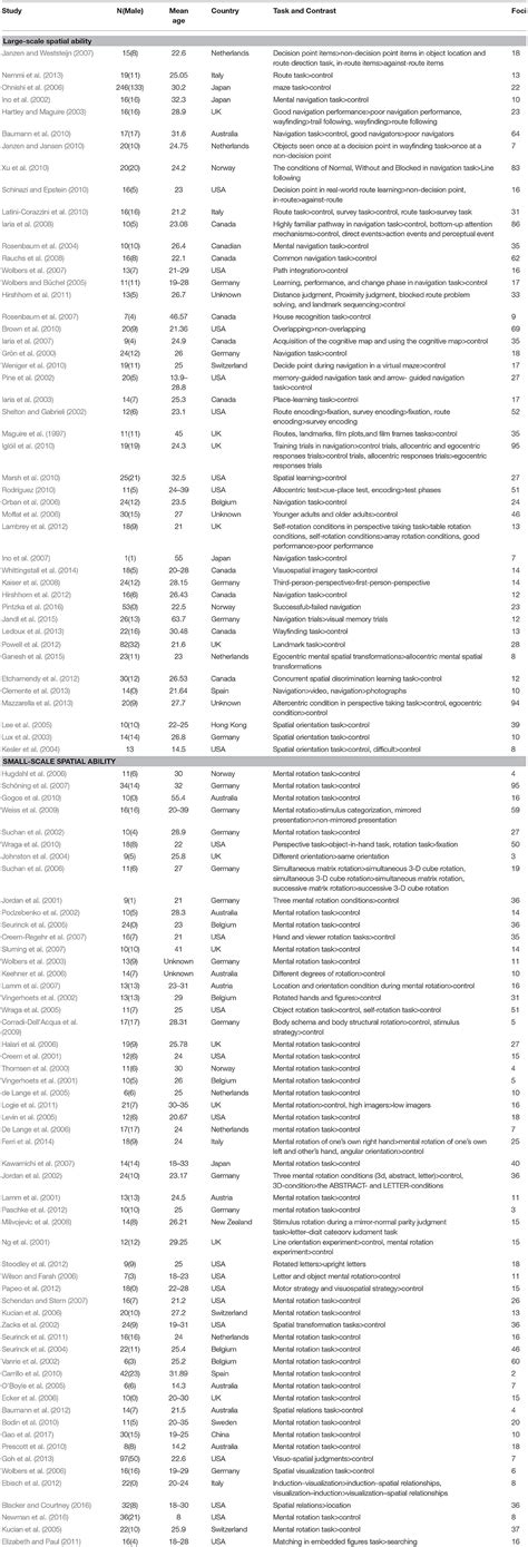 frontiers shared and distinct neural bases of large and small scale spatial ability a