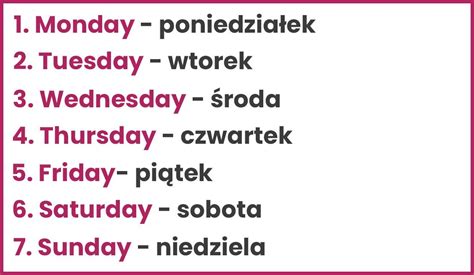 Miesiące I Dni Tygodnia Po Angielsku STELLIANA NISTOR