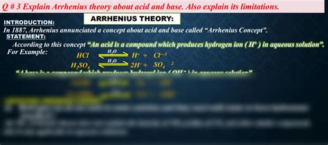 Solution Arrhenius Theory Of Acid And Base Studypool