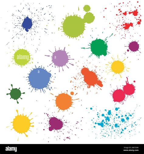 Color Paint Splatter Ink Blots Vector Collection Splash And Colored