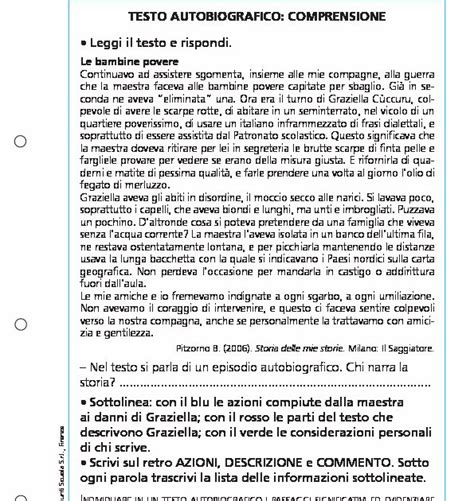Testo Autobiografico Comprensione Giunti Scuola