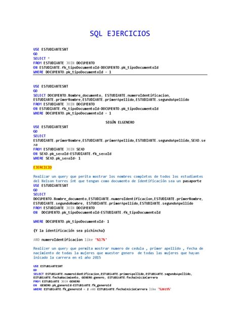 ejercicio sql sql bases de datos