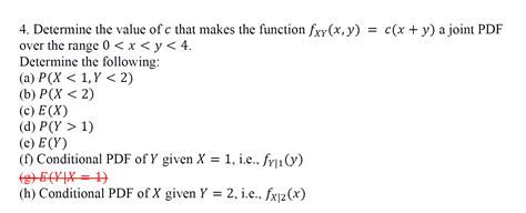 solved 4 determine the value of c that makes the function