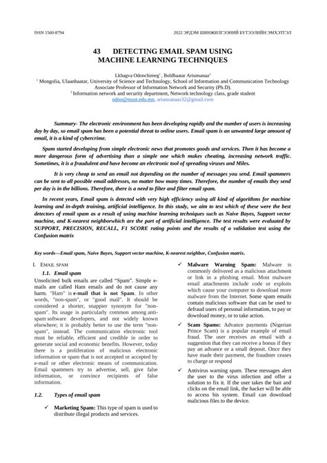 pdf detecting email spam using machine learning techniques