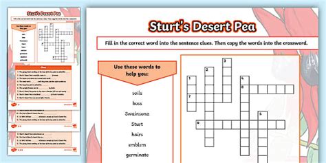 Sturt S Desert Pea Differentiated Crosswords Teacher Made