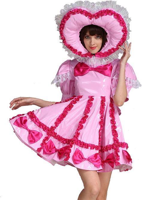 Buy Gocebaby Women Sissy Lockable Maid Pvc Pink Dress Uniform Costume