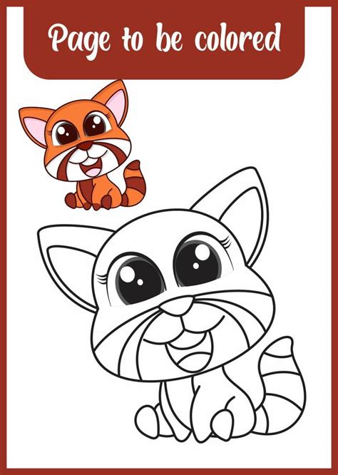 Hand Drawn Red Panda For Coloring Coloring Page Vector Blank