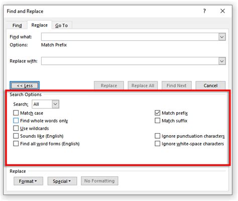 how to find and replace text in microsoft word