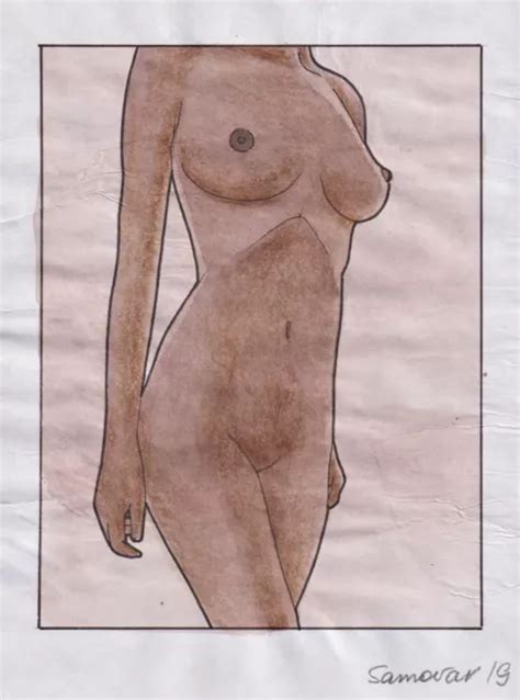 NU NAKED FEMME Nue Femme Aktzeichnung Aquarelle Drawing Dessin 130