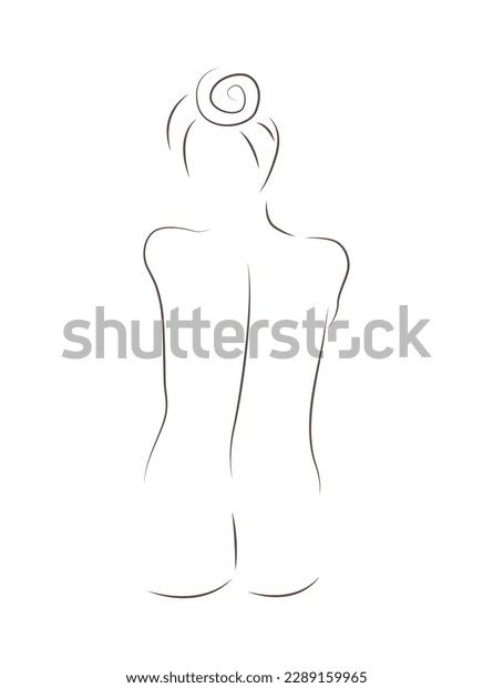 Beautiful Naked Woman Sitting Back Female Stock Vector Royalty Free