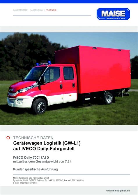 PDF TECHNISCHE DATEN Gerätewagen Logistik GW L1 auf IVECO PDF