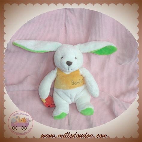 BABYNAT BABY NAT SOS DOUDOU LAPIN ECRU VERT COCCINELLE