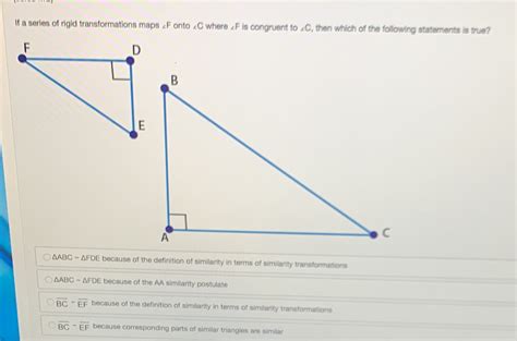 if a series of rigid transformations maps f onto c where zf is course hero