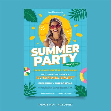 Sommer Party Flyer Vorlage Premium Vektor