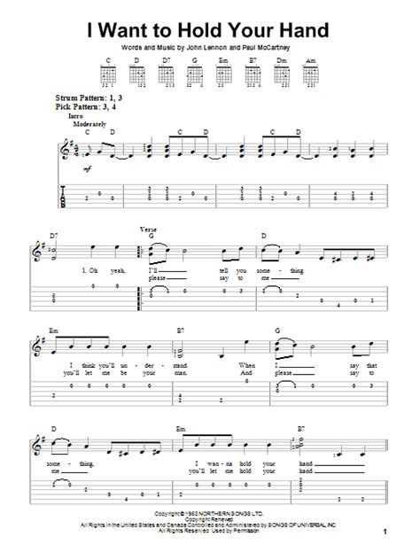 I Want To Hold Your Hand By The Beatles Easy Guitar Tab Guitar