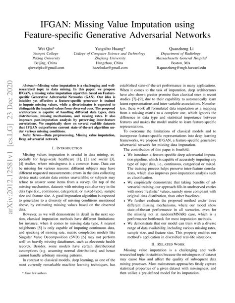 ifgan missing value imputation using feature specific generative adversarial networks deepai
