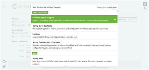 using initializr to generate a new spring boot application