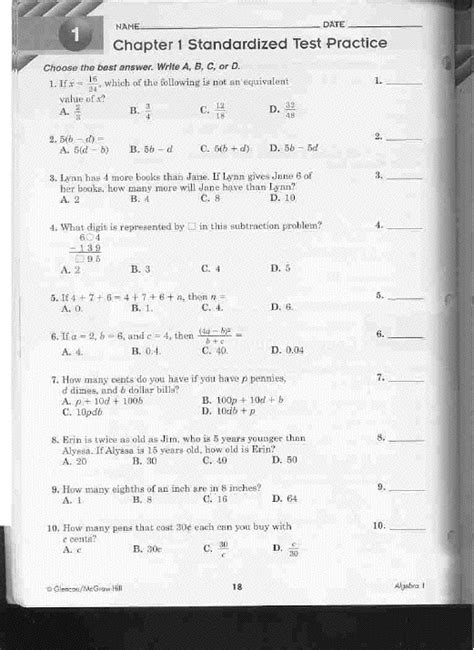 chapter 1 standardized test practice