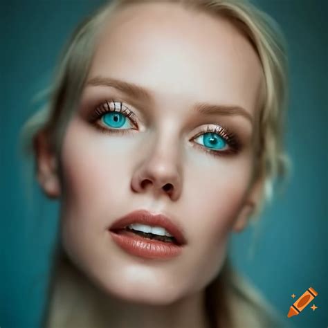 Beautiful Nordic Woman With Green Eyes And Blonde Hair Smiling On Craiyon