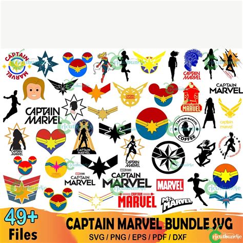 49 Captain Marvel Svg Bundle Captain Marvel Logo Svg Avengers Svg