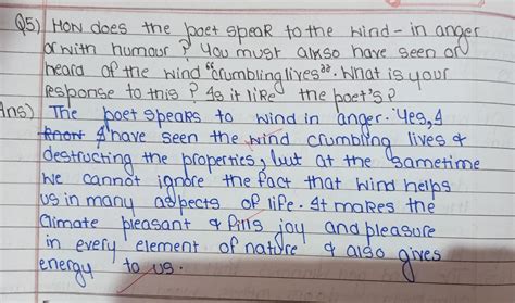 Thinking About The Poem How Does The Poet Speak To The Wind In Anger