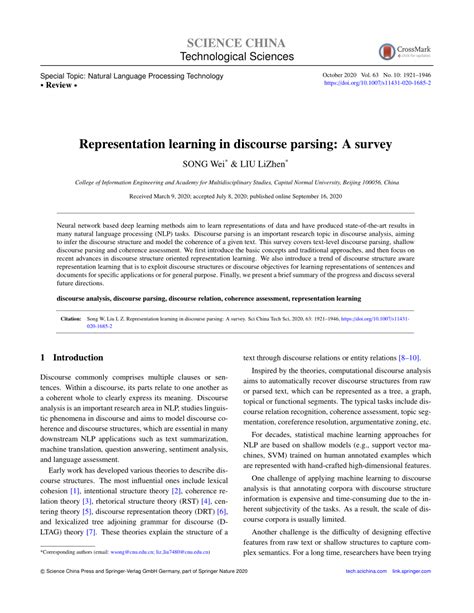 pdf representation learning in discourse parsing a survey