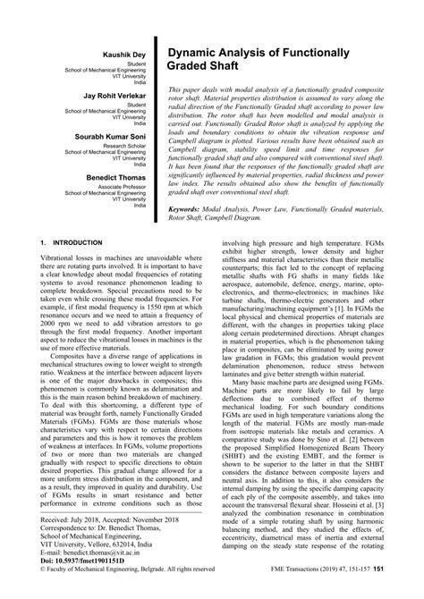 pdf dynamic analysis of functionally graded shaft