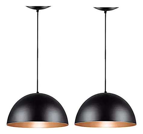 Kit 2 Luminárias Pendentes Aluminio Meia Lua Preto cobre MercadoLivre