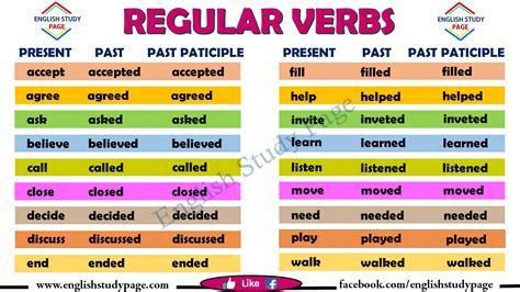 100 Examples Of Regular And Irregular Verbs In English English Verbs