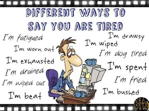 Different Ways To Say You Are Tired English Vocab Esl Vocabulary