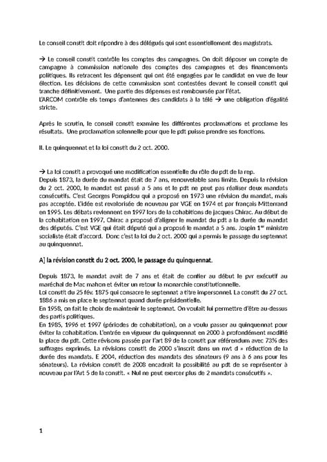 Cours Le conseil constit doit répondre à des délégués qui sont