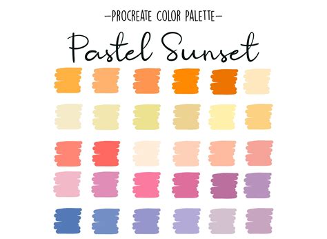 Bundle Of Procreate Color Palettes In 2022 Pastel Sunset Color Palette