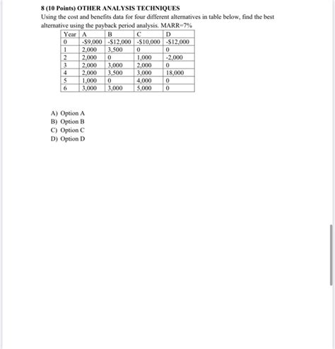 solved 8 10 points other analysis techniques using the