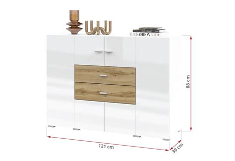 Kompaktowa Komoda 120 Cm W Skandynawskim Stylu Dwudrzwiowa Z