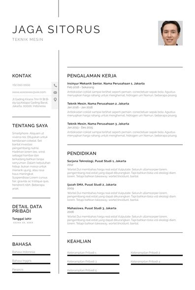 Contoh Cv Jurusan Teknik Mesin Contoh Cv Lamaran Kerja Yang Benar The