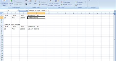 go ask debbie how to join cells using excel concatenate