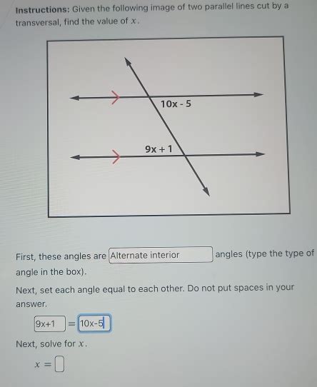 Instructions Given The Following Image Of Two Parallel Lines Cut By A