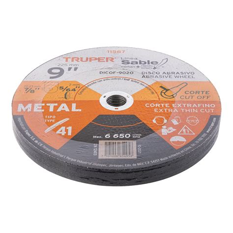 Disco Tipo 41 De 9 X 2 Mm Corte Fino De Metal Sable Truper DICOF 9020