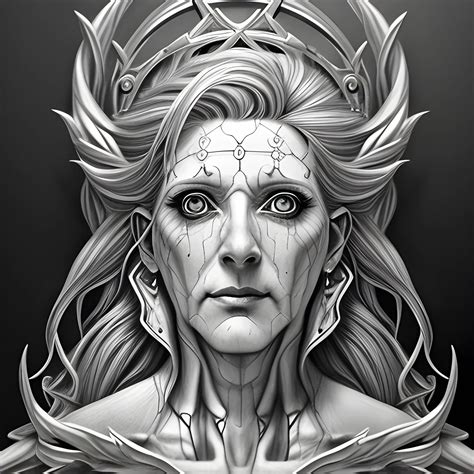 Moira Goddess Of Fate Hyperrealistic Ultra Psychotic Pencil