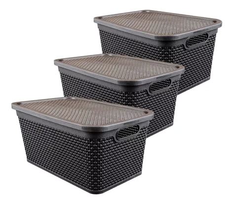 Set Cajas Organizadoras Simil Rattan Grande Lts Cuotas Sin Inter S