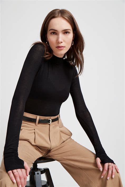 Mock Neck Long Sleeve Sheer Off White Top Addy Top Marcella