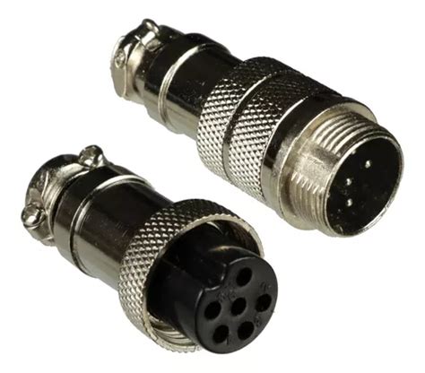 5 Par Conector Mike Circular Gx16 6 Vias P Cabo Macho Femea Mebuscar