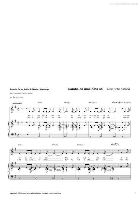 Super Partituras Samba De Uma Nota Só Tom Jobim cifra